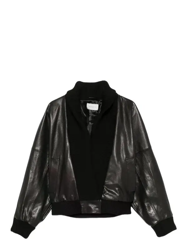 Magda Butrym Ribbed-knit Leather Jacket - Black