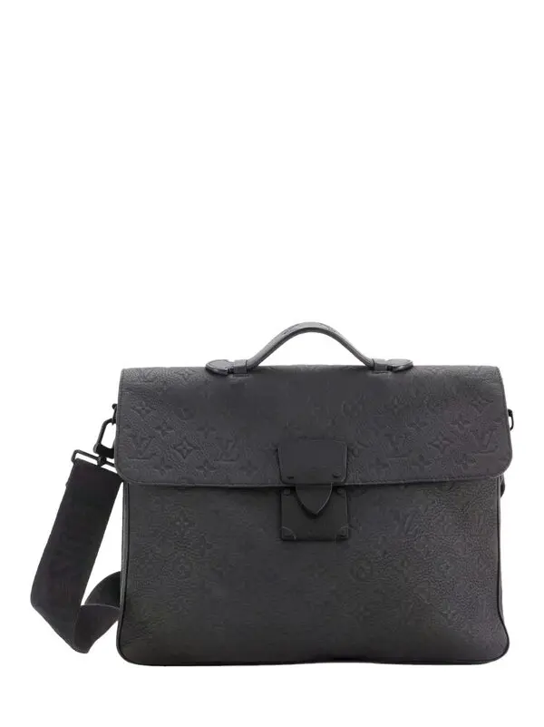LOUIS VUITTON Monogram Taurillon Leather Business Bag - Black