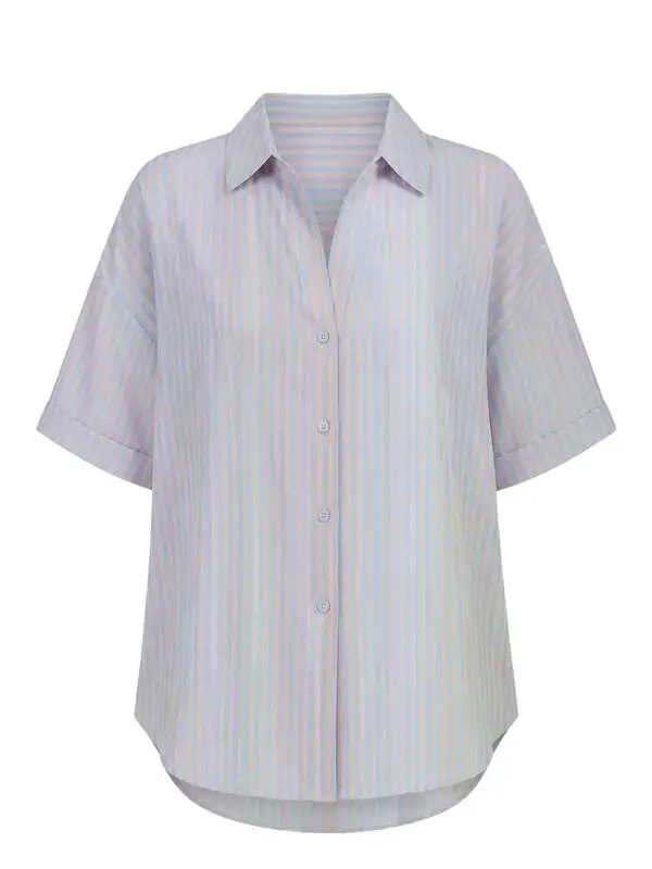 WESTEENE Short Sleeve Striped Shirt - Blue