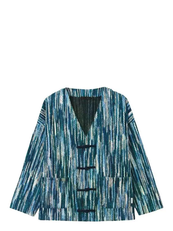 FIVE CM Frog-fastening Cardigan - Blue
