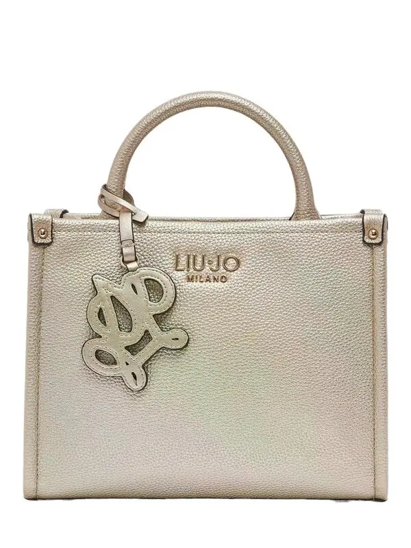 Liu Jo Grained Effect Top Handle Bag With Charm - Gold