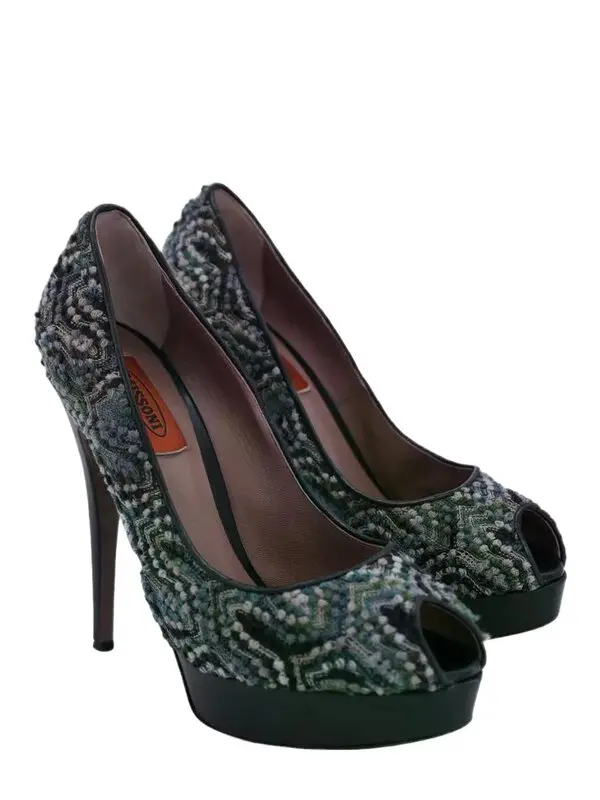 Missoni Peep-toe Platform Stiletto Pumps - Grey