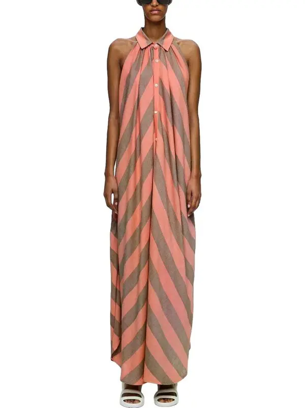 MARRAKSHI LIFE Maxi The Halter Striped Dress - Orange