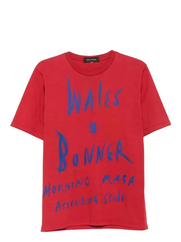 WALES BONNER Logo-print Crew-neck T-shirt - Red