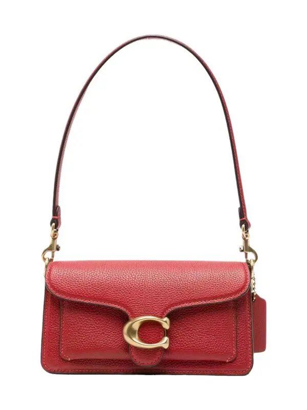 COACH Logo-plaque Pebbled-leather Shoulder Bag - Red