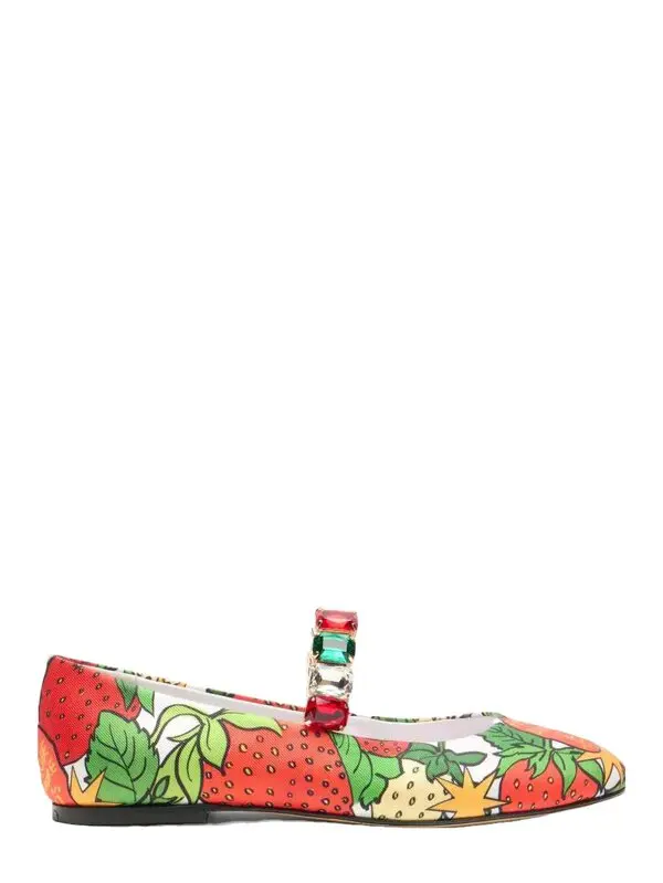 Casadei X Enriquez Ballet Love Strawberry Crystal-embellished Ballet Flats - White