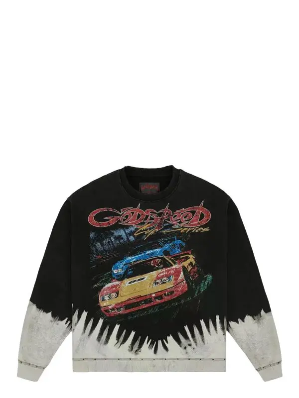 GODSPEED Graphic-print Distressed Sweater - Black