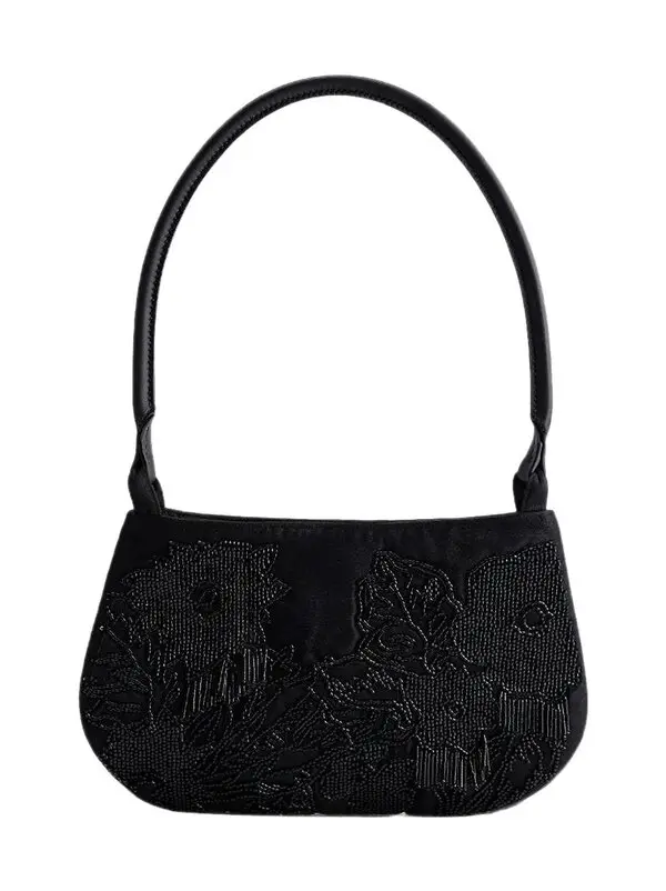 Shanghai Tang Lune Bead-embellished Shoulder Bag - Black