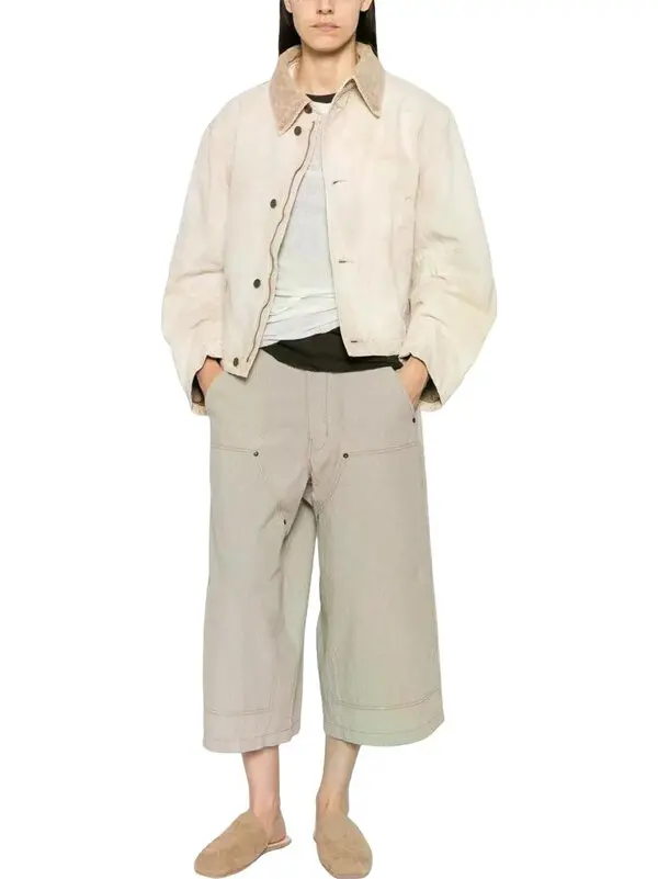 6397 Checked Wide Leg Cropped Trousers - Neutrals