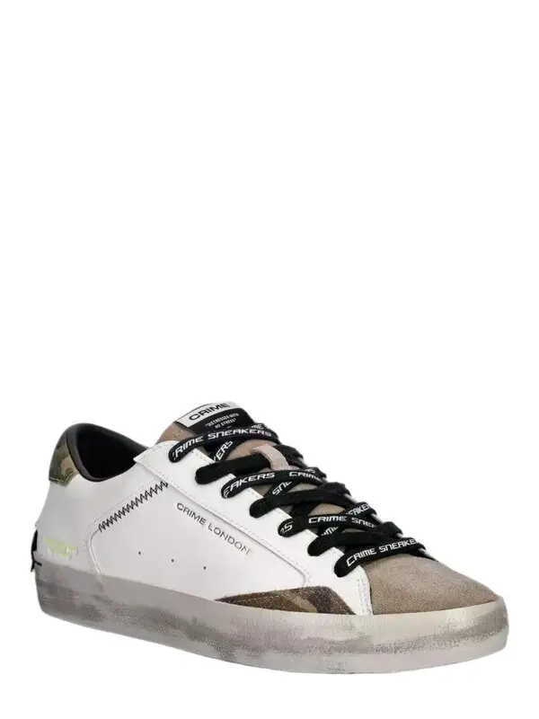 CRIME LONDON Distressed Camouflage-print Sneakers - White