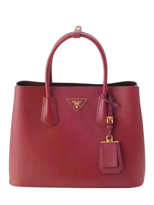 Prada 2010-2026 Medium Saffiano Cuir Double Satchel - Red