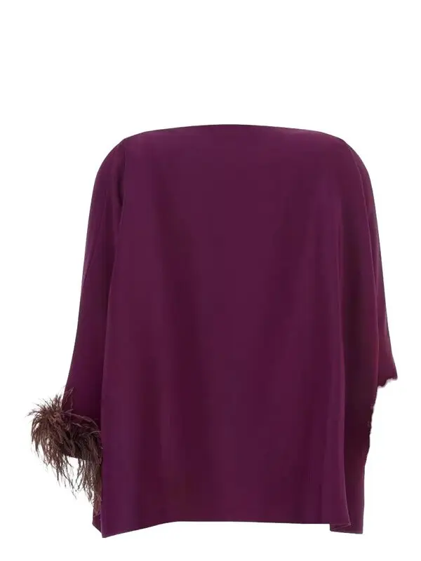 GIANLUCA CAPANNOLO Feather-trim Boat-neck Blouse - Purple