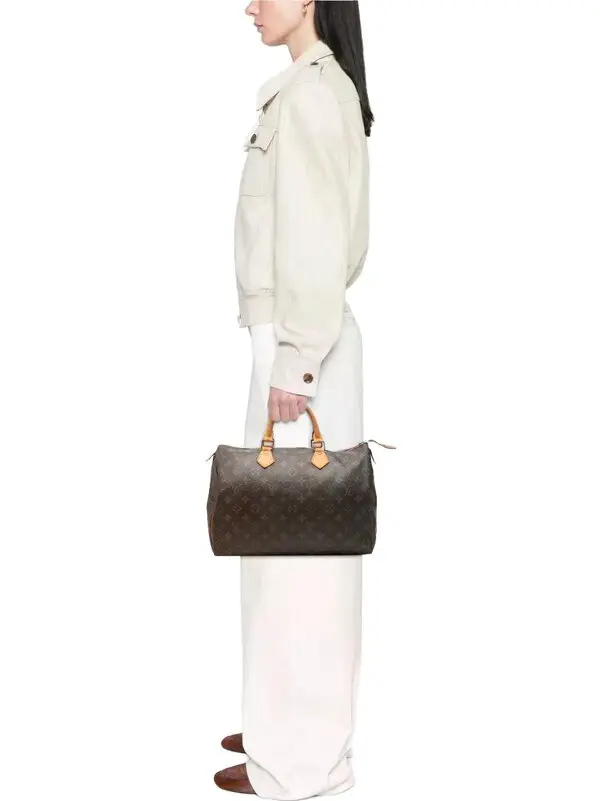LOUIS VUITTON 2001 Monogram Speedy 35 Boston Bag - Brown