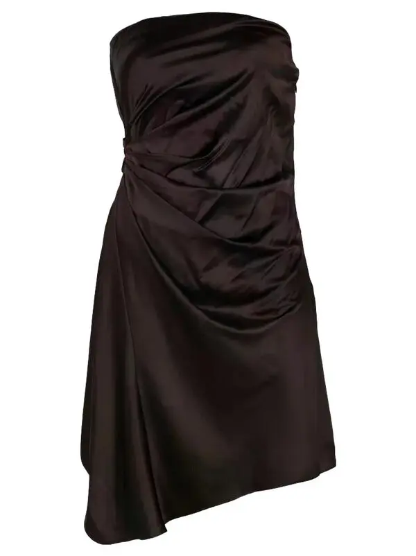 Staud Adriana Draped Strapless Mini Dress - Brown