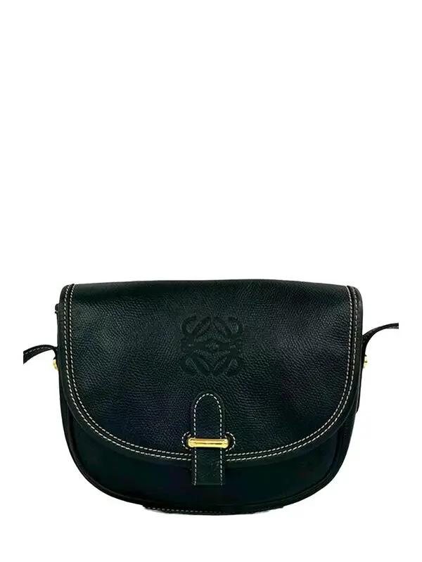 Loewe 2010-2026 Leather Anagram Crossbody Bag - Black