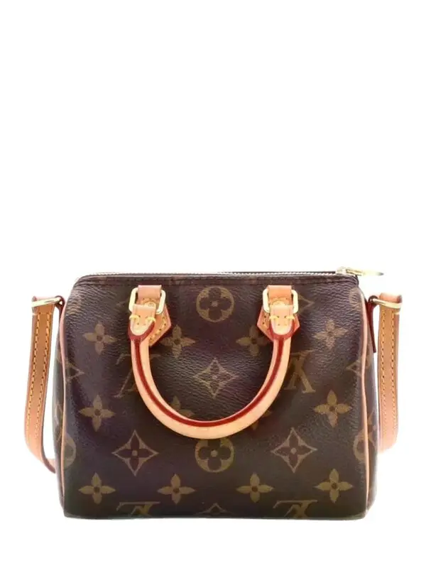 LOUIS VUITTON Speedy Bandouliere Bag Monogram Canvas Nano Crossbody Bag - Brown