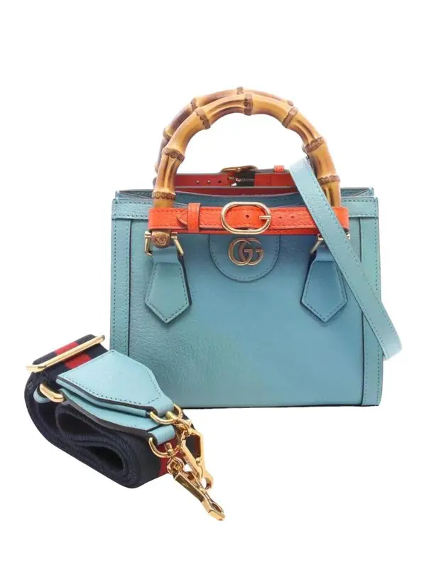 Gucci 2016-2026 Small Calfskin Bamboo Diana Satchel - Blue