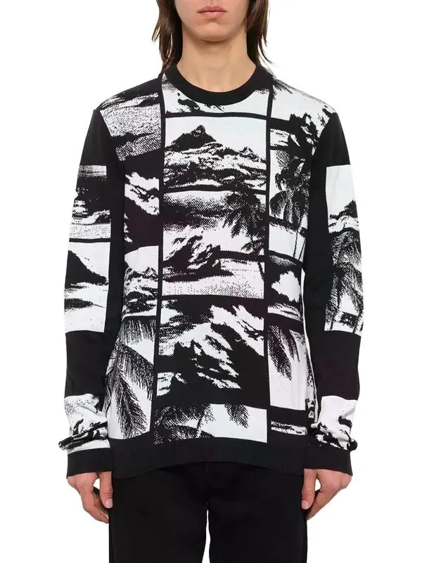 Kenzo Landscape Print Crew Neck Sweater - Black