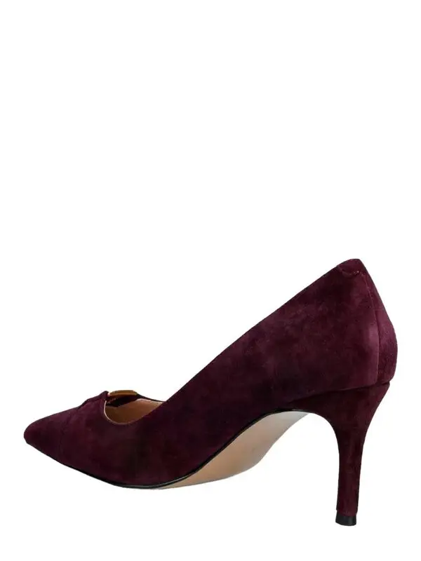 TWINSET Suede Court Shoes With Logo Detail - Red