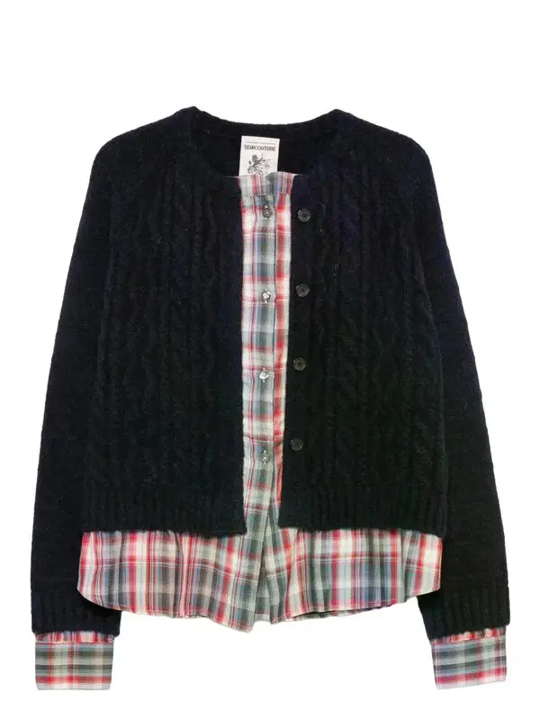 SEMICOUTURE Cable-knit Layered Cardigan - Blue