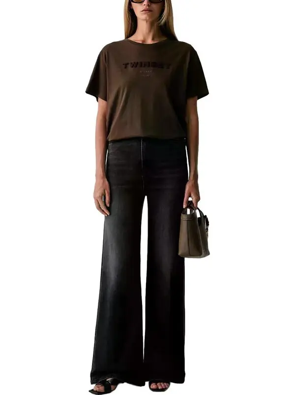TWINSET Logo-embroidered T-shirt - Brown