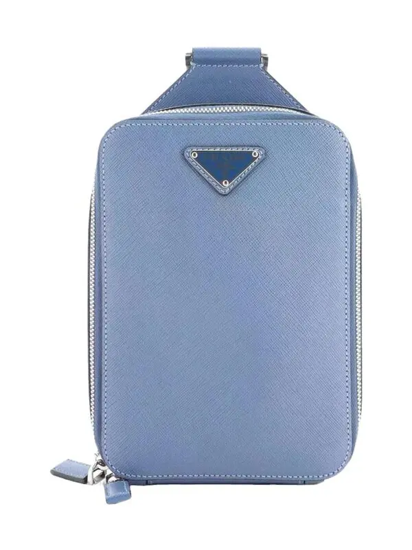 Prada Saffiano Leather Brique Sling Bag - Blue