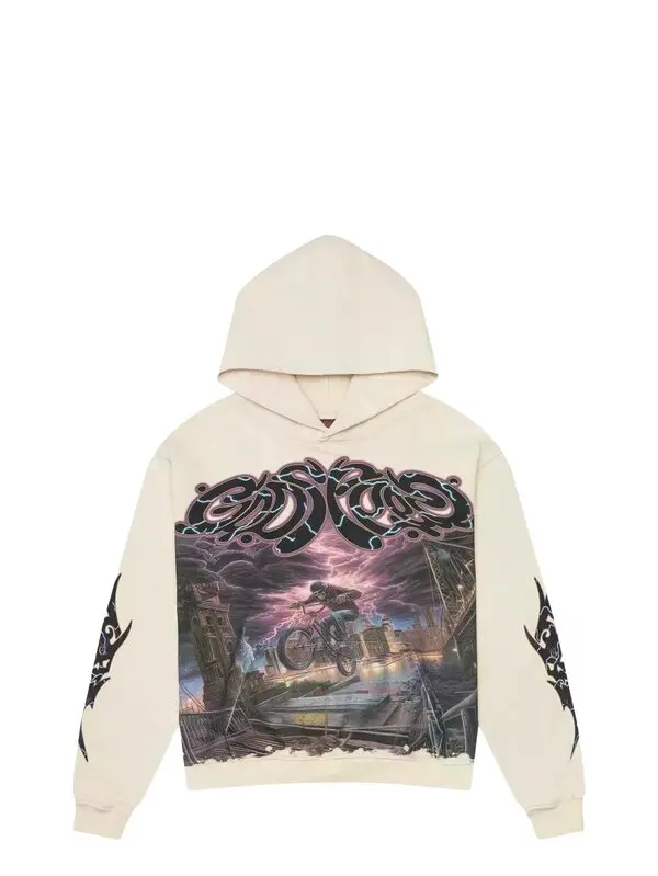 GODSPEED Graphic-print Bmx Hoodie - Neutrals