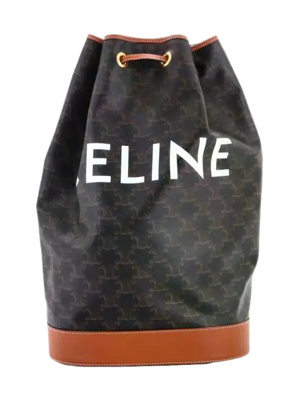 Celine Sailor Bag Triomphe Coated Canvas Medium Bucket Bag - Brown
