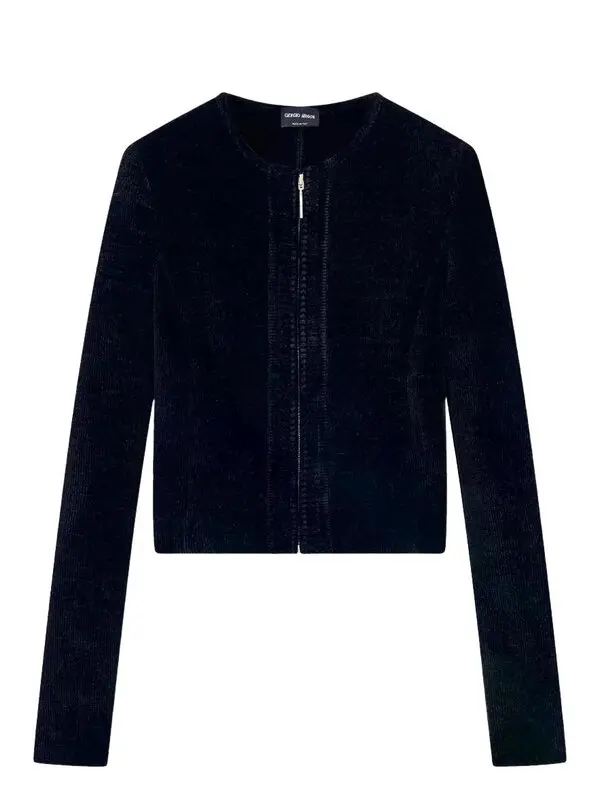 Giorgio Armani Chenille-effect Zip-up Jacket - Blue
