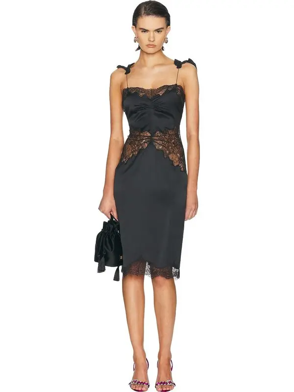 Attico Bodycon Lace Midi Dress - Black