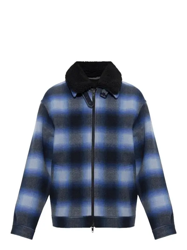 Balenciaga Flannel Bomber Jacket And Black - Blue
