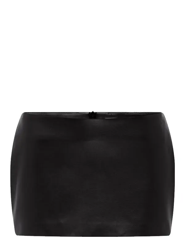 Alex Perry Low Rise Mini Skirt In Leather - Black