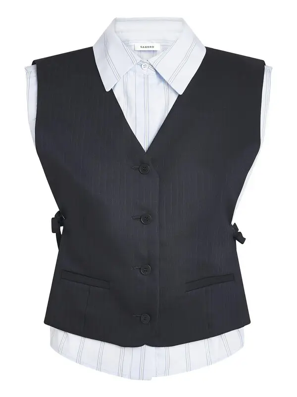 Sandro Sleeveless Layered Waistcoat - Blue