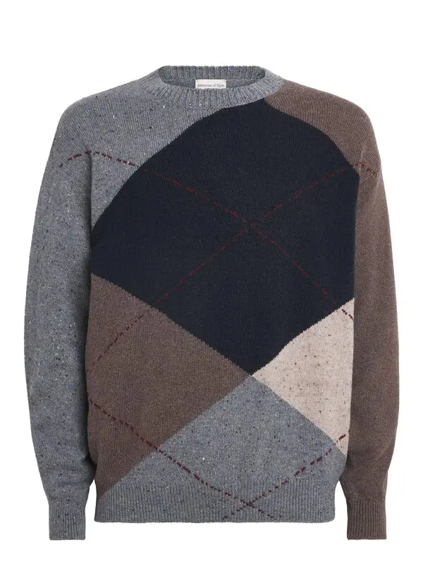 Johnstons Of Elgin Cashmere Argyle Sweater - Beige