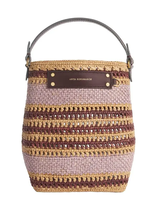 ANYA HINDMARCH Raffia Stripe Bucket Bag - Purple