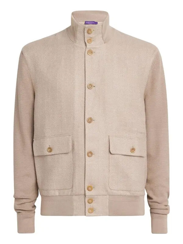 Ralph Lauren Purple Label Silk-cotton Hybrid Jacket - Beige