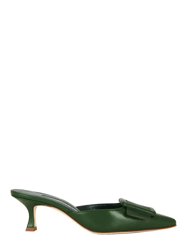 Manolo Blahnik Maysale 50 Mule - Dark Green