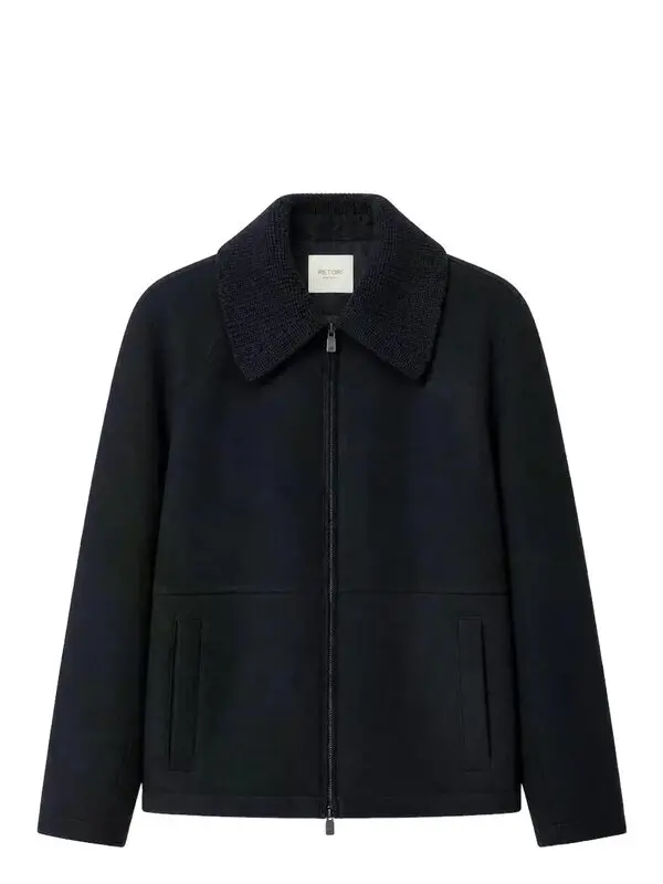 RETORI Detachable-collar Wool Jacket - Blue