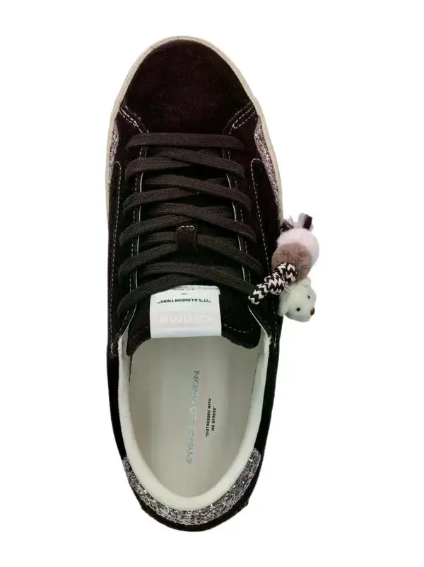 CRIME LONDON Distressed Glitter-embellished Suede Sneakers - Brown