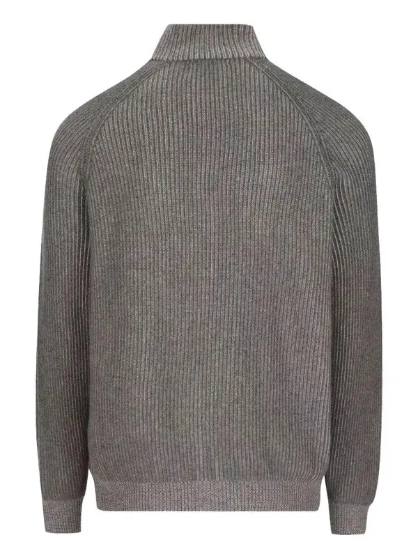 Brunello Cucinelli Ribbed-knit Zip-up Cardigan - Grey