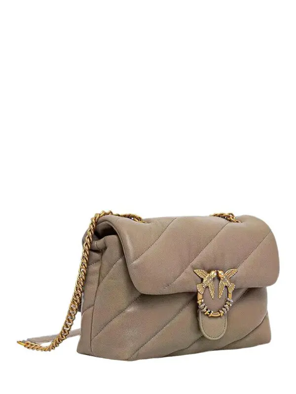 Pinko Love Birds Quilted Shoulder Bag - Neutrals
