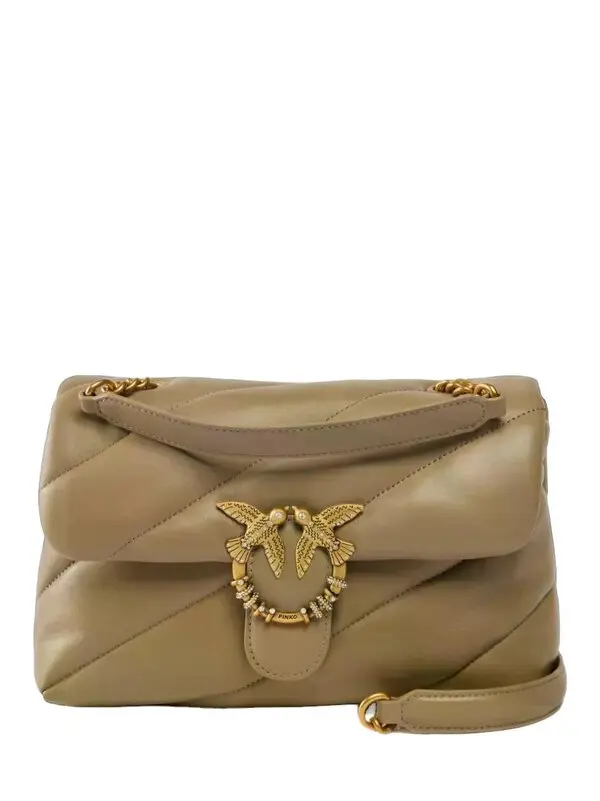 Pinko Love Birds Quilted Shoulder Bag - Neutrals