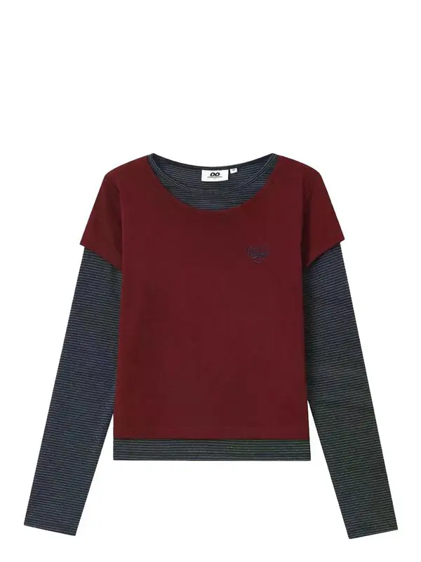 CHOCOOLATE Layered-effect Striped T-shirt - Red