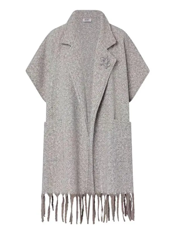 Liu Jo Long Jacquard Poncho - Neutrals