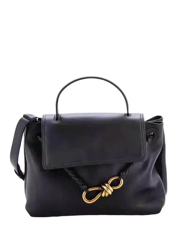 Bottega Veneta Ciao Ciao Top Handle Bag Leather With Intrecciato Detail Small Satchel - Black