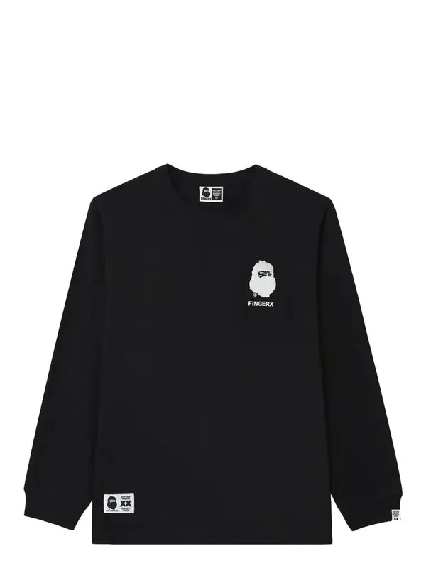 FINGERCROXX X A Bathing Ape Logo-print Long-sleeve T-shirt - Black
