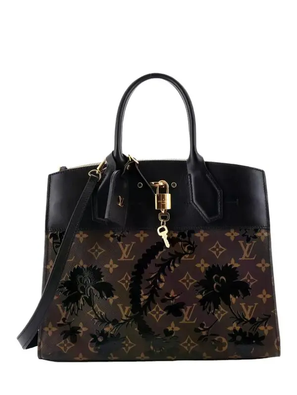 LOUIS VUITTON City Steamer Handbag Limited Edition Blossom Monogram Canvas And Leather Mm Tote Bag - Black