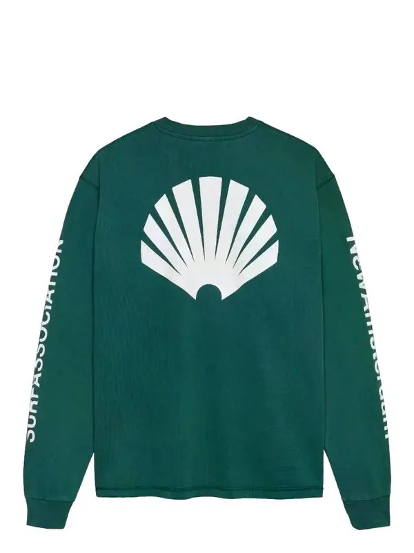NEW AMSTERDAM SURF ASSOCIATION Bottle Cotton Logo Print Long Sleeve Sweater - Green