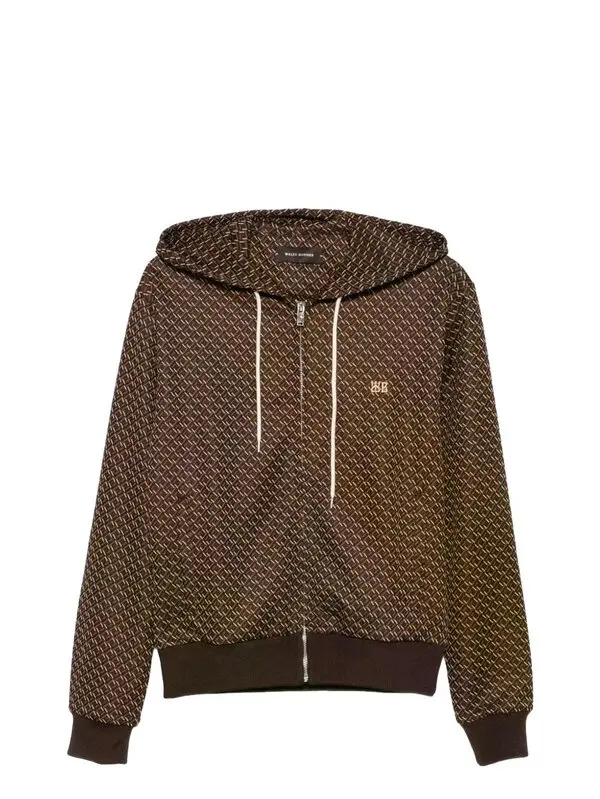 WALES BONNER Geometric Pattern Zip-up Hoodie - Brown
