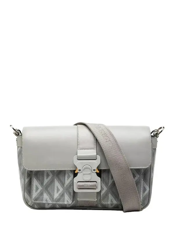Dior 2022 Coated Canvas Cd Diamond And Calfskin Hit The Road Messenger Bag Crossbody Bag - Grey
